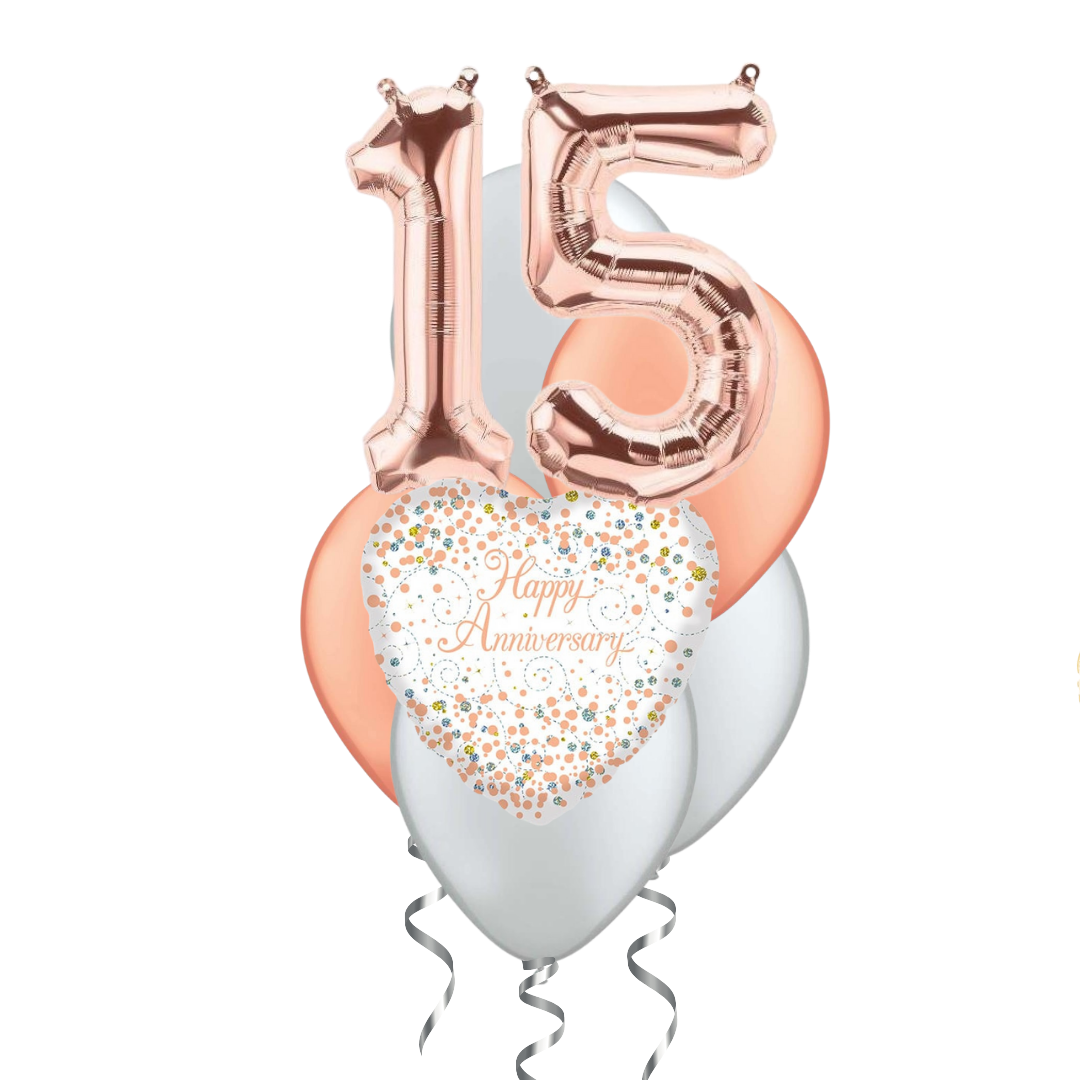 # 15 Rose Gold Double Number Anniversary – Balloonery